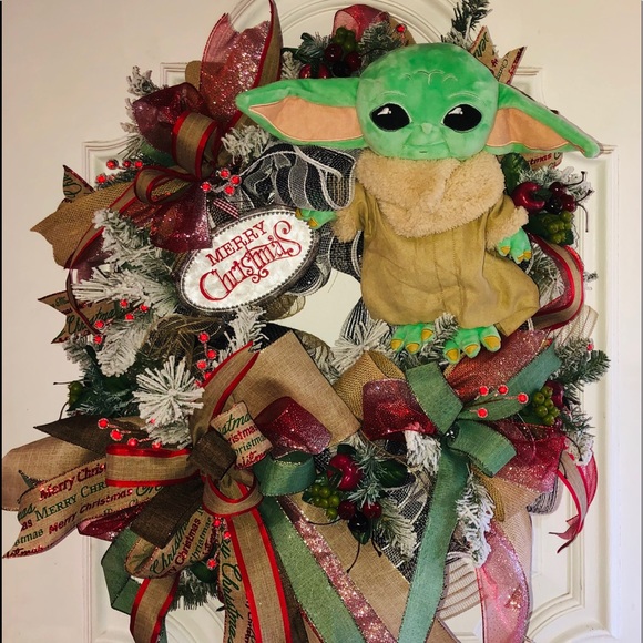 Holiday | Christmas Star Wars Mandalorian Inspired Wreath Whimsical The ...